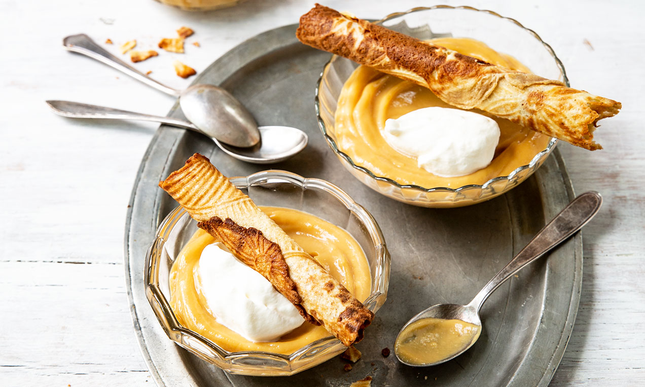 Bricelets de Gessenay et crème brûlée Recette | Dr. Oetker